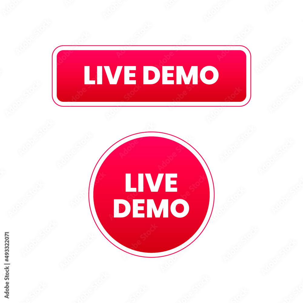 Live demo teaching demonstrate concept button icon label design vector ...