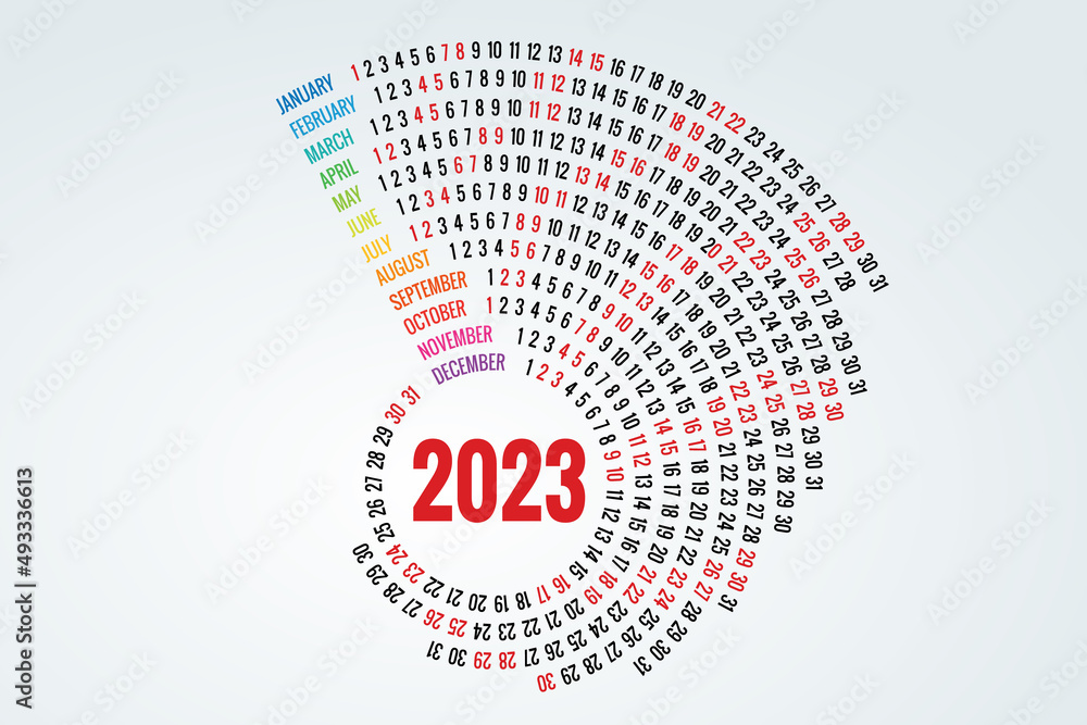 Round Calendar Planner for 2023. Calendar template for 2022. Stationery ...