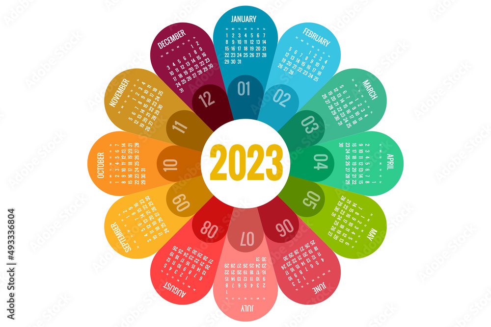 Round Calendar Planner For 2023 Calendar Template For 2022 Stationery 