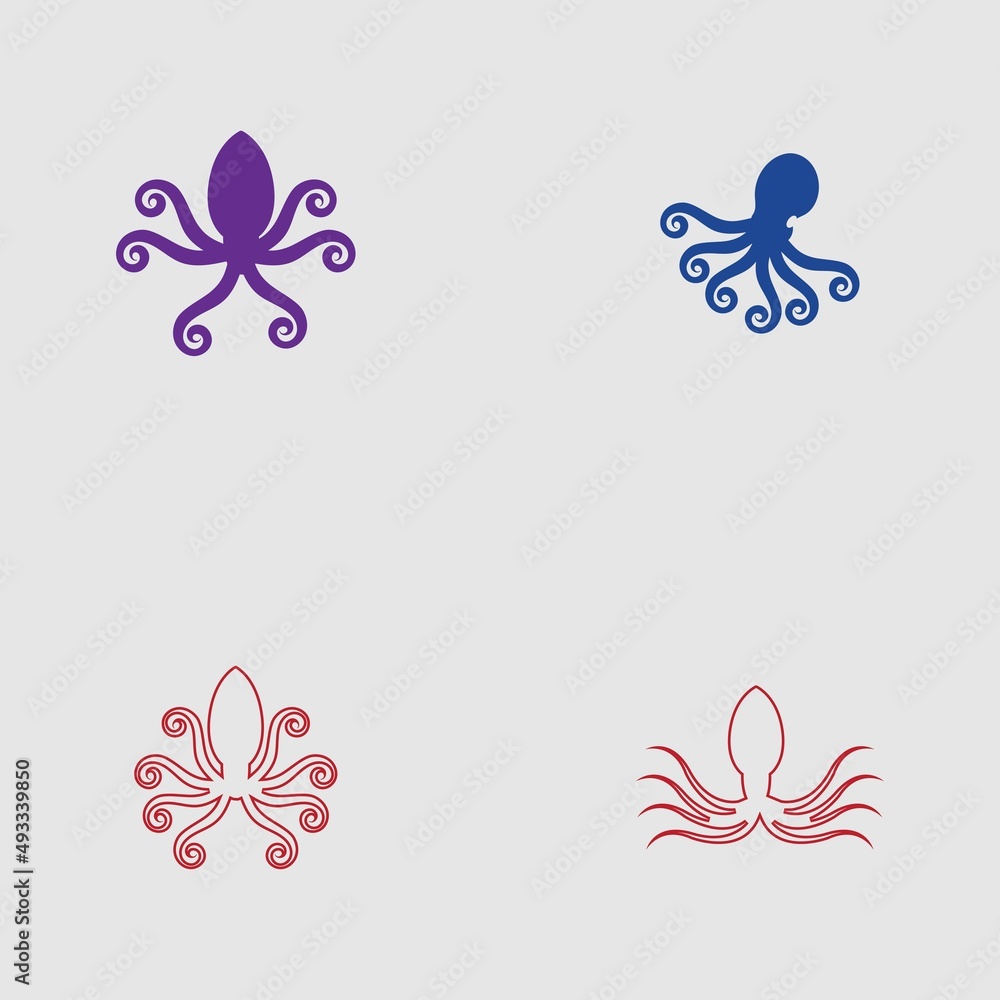 Templates for octopus logos, labels and emblems Vector illustration ...