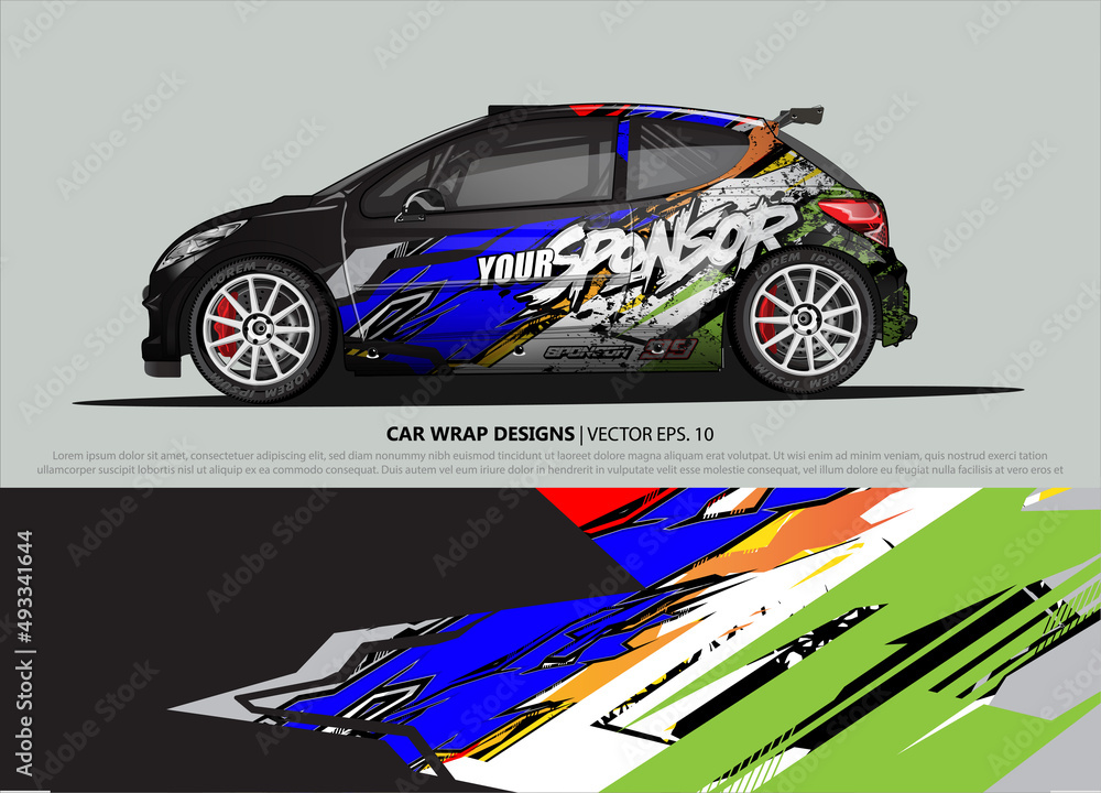Race car wrap design vector for vehicle vinyl sticker and automotive ...