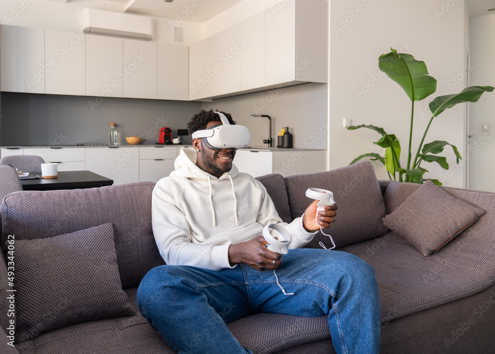 Using 3D Virtual Glasses At Home Stock Photo | Adobe Stock