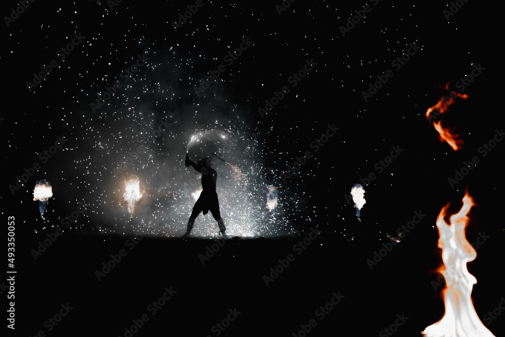 fire show at night Stock Photo | Adobe Stock