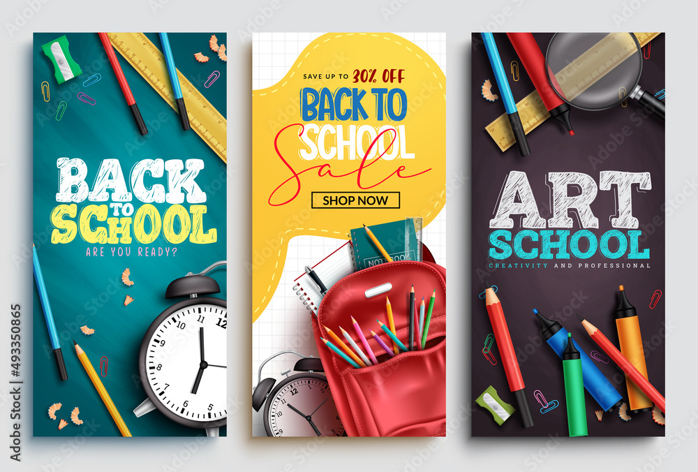 Photo & Art Print Back to school vector poster set