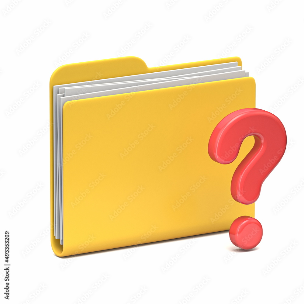 Yellow folder icon Question mark 3D Stock-Illustration | Adobe Stock
