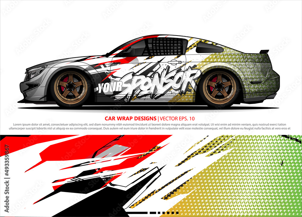 Race car wrap design vector for vehicle vinyl sticker and automotive ...