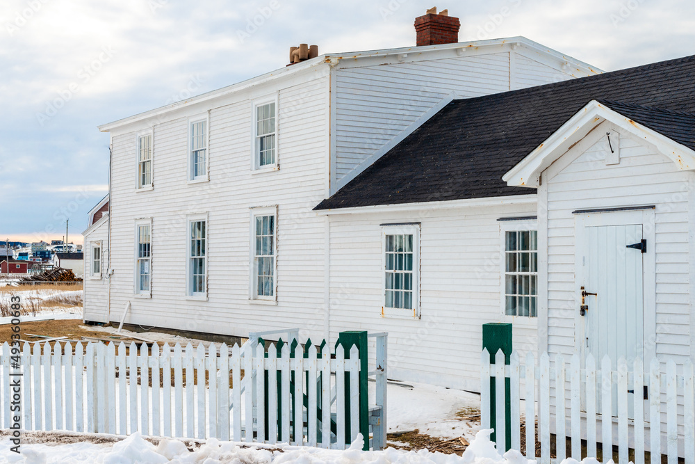 St. John's, Newfoundland, Canada- March 2022: A white historic building ...