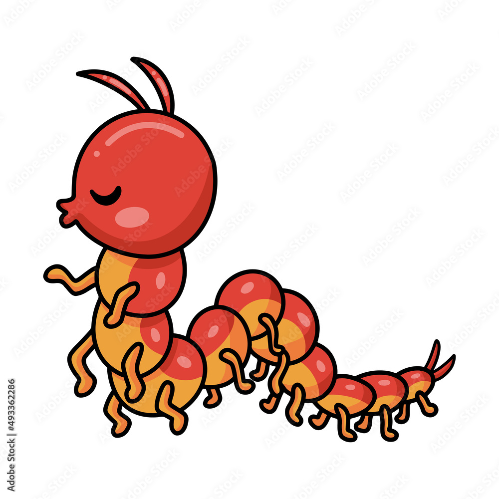 Cute little centipede cartoon kissing Stock Vector | Adobe Stock