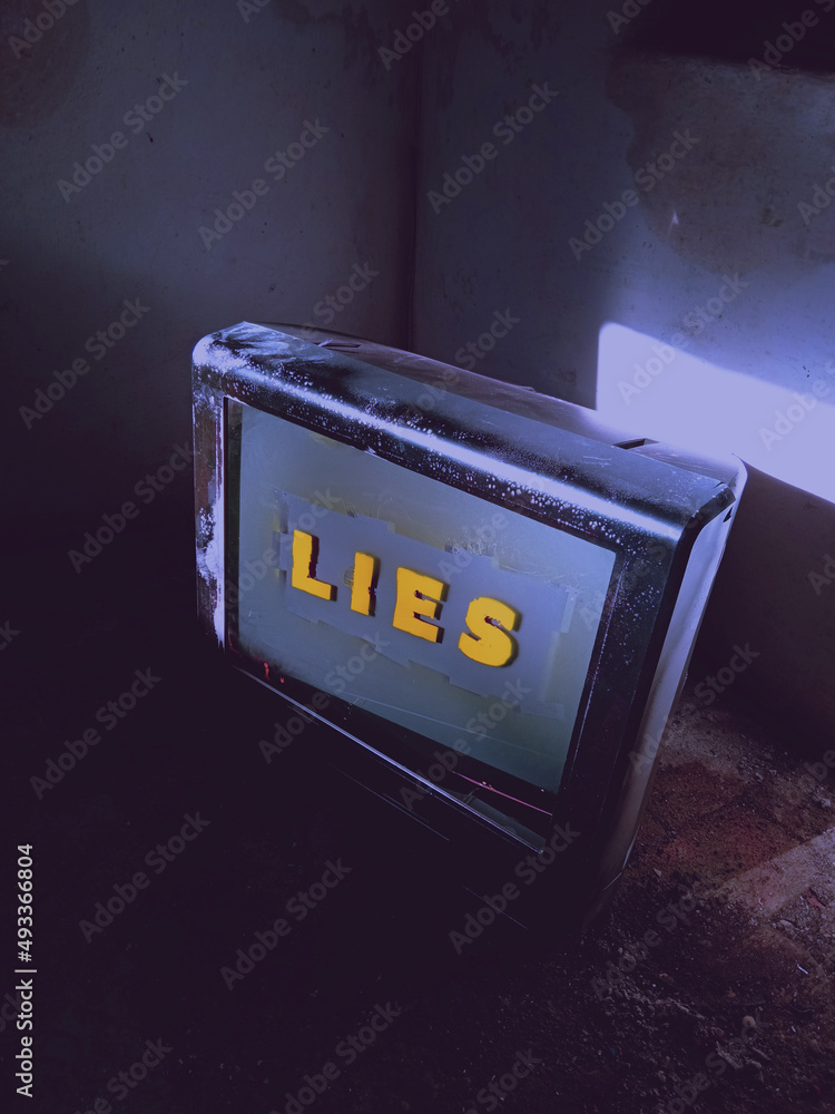 Old TV set showing LIES message Stock Photo | Adobe Stock