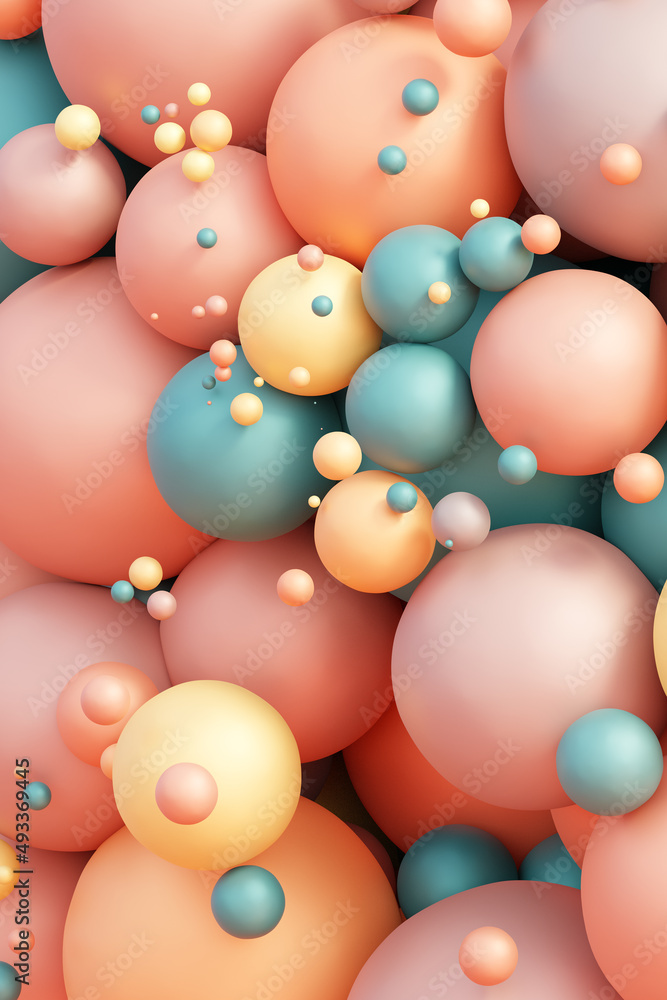 Geometric shapes: Pastel spheres abstract background Stock Photo ...
