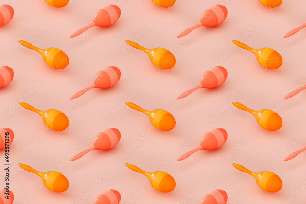 pattern of colorful maracas on a pink background Stock Photo | Adobe Stock