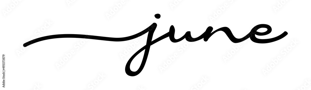 June Handwriting Black Lettering Calligraphy Isolated on White ...