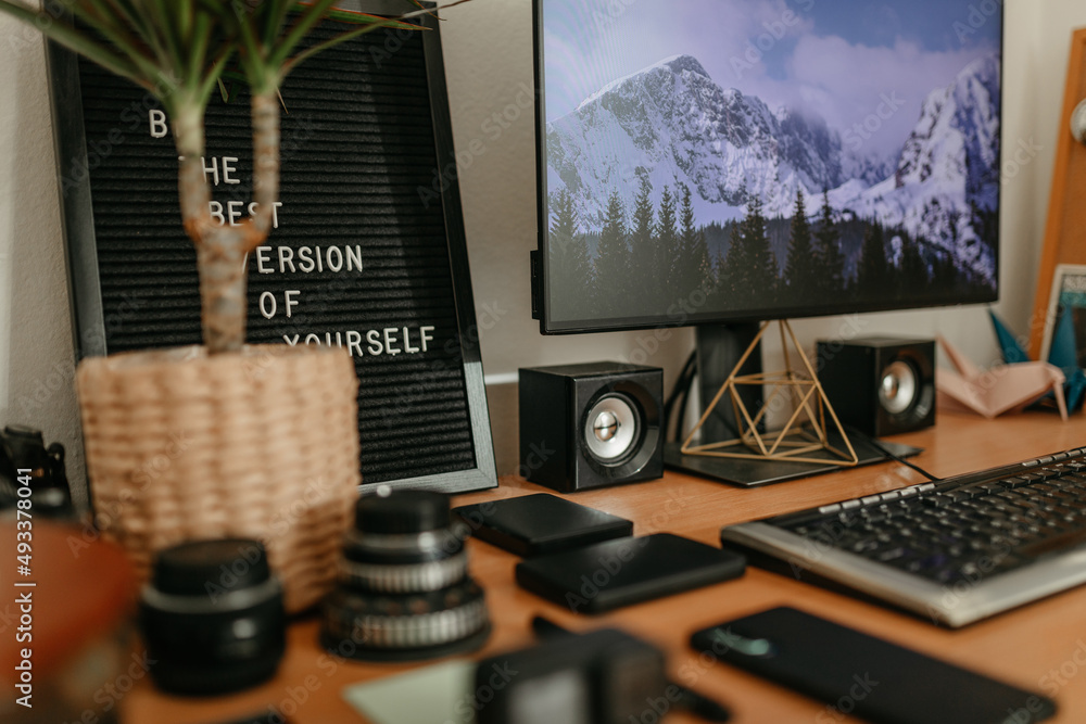 PC Computer On Desk Stock Photo | Adobe Stock