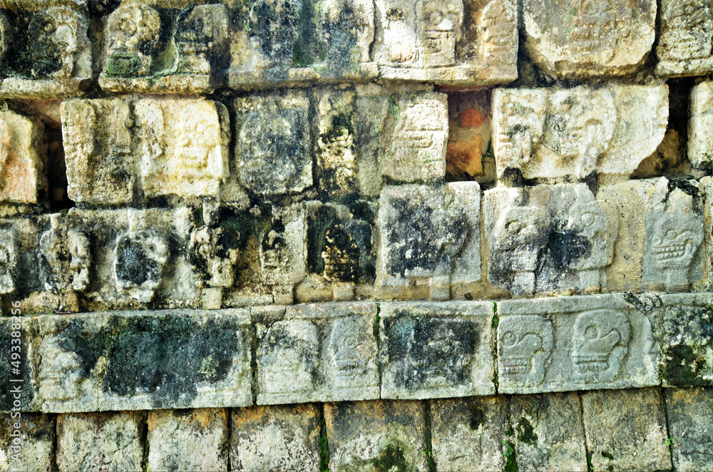 Chichen Itza Mexico, Mayan Ritual structures, masks, sacrificial site ...