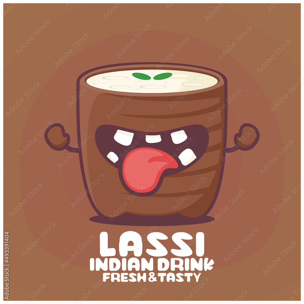 Lassi drink cartoon. vector illustration of fresh drink from india or ...