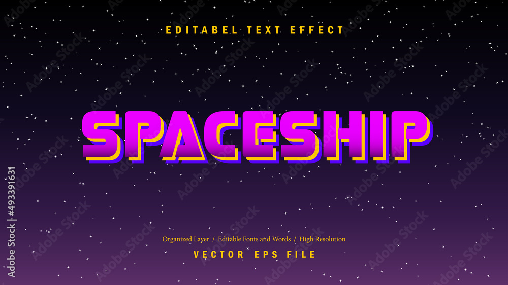 Editable Spaceship Font Design. Alphabet Typography Template Text ...