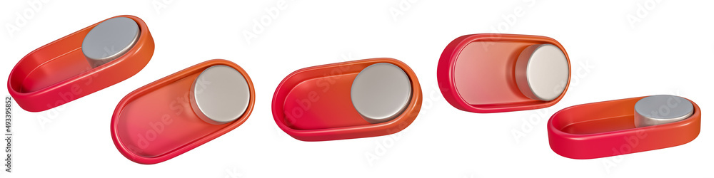 Set of 3d on off button sign icon isolated on a white background. 5 ...