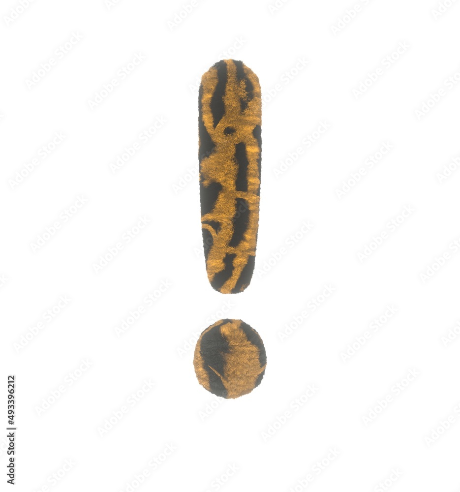 Furry Tiger Themed Font With White Background Exclamation Point Stock ...