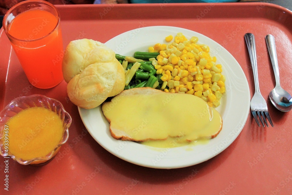 Cafeteria Tray of Food Stock Photo | Adobe Stock