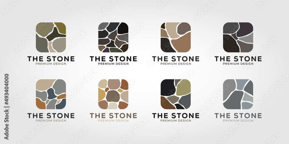 set of brick stone logo vector icon illustration design Stock Vector ...