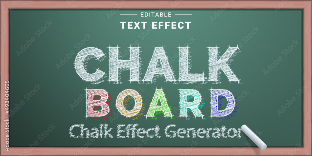 Editable Text Effect Mockup. Chalk Text Effect Stock Vector | Adobe Stock