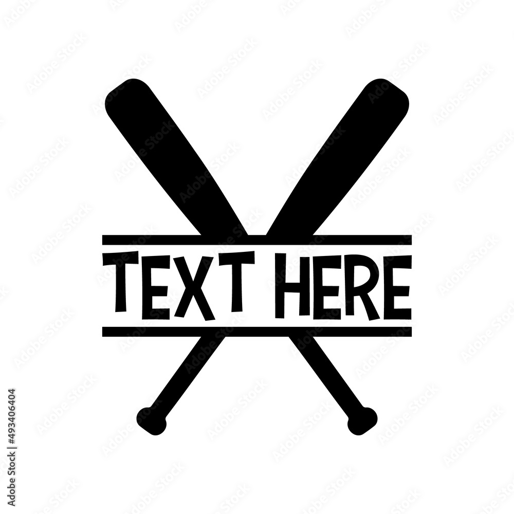 Vector Crossed Baseball Bat Name Frame Stock Vector | Adobe Stock