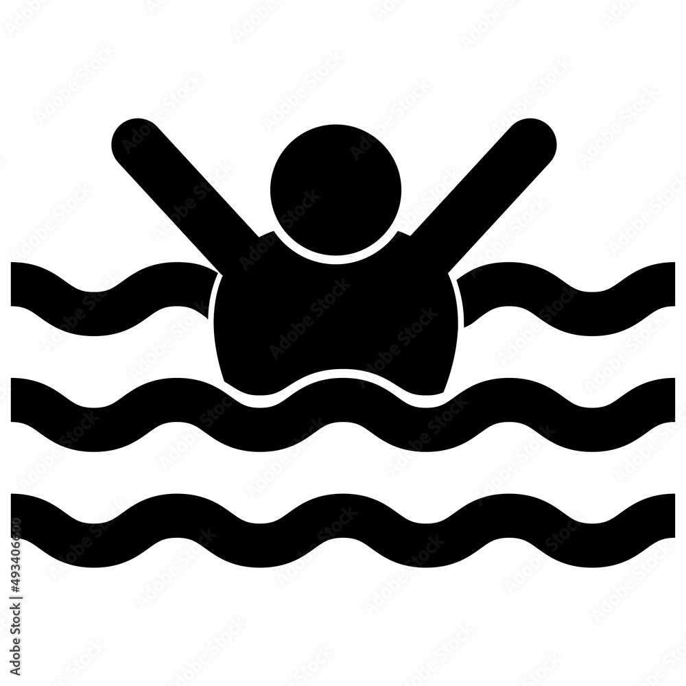 drowned man icon on white background. people accident water sea beach ...