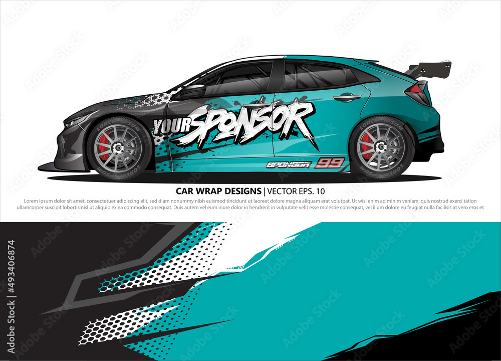 car wrap design. simple lines with abstract background vector concept ...