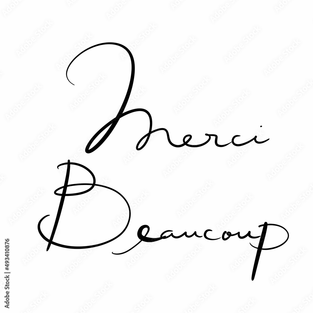 Merci hand lettering, brush ink calligraphy, Vector illustration Stock ...