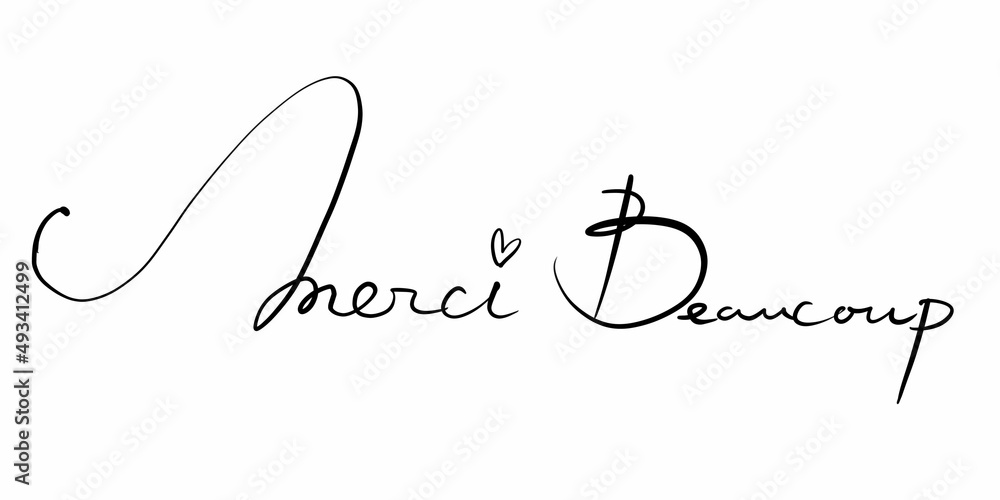 Merci hand lettering, brush ink calligraphy, Vector illustration Stock ...
