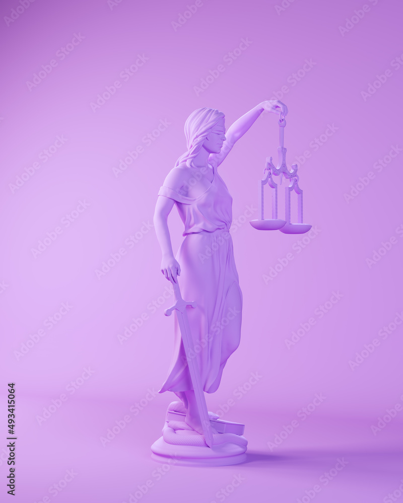 Purple Lady Justice Figure Judicial System Scales Blindfold Woman ...