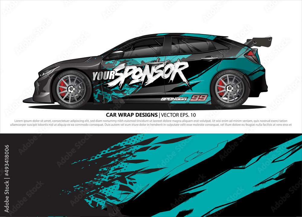 car wrap design. simple lines with abstract background vector concept ...