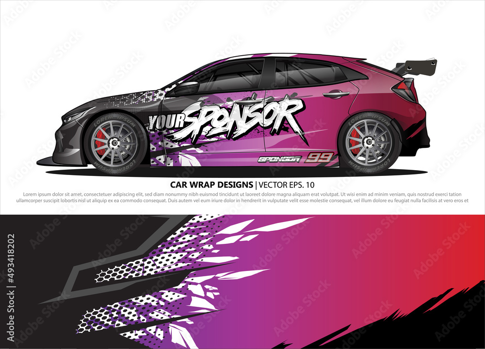car wrap design. simple lines with abstract background vector concept ...
