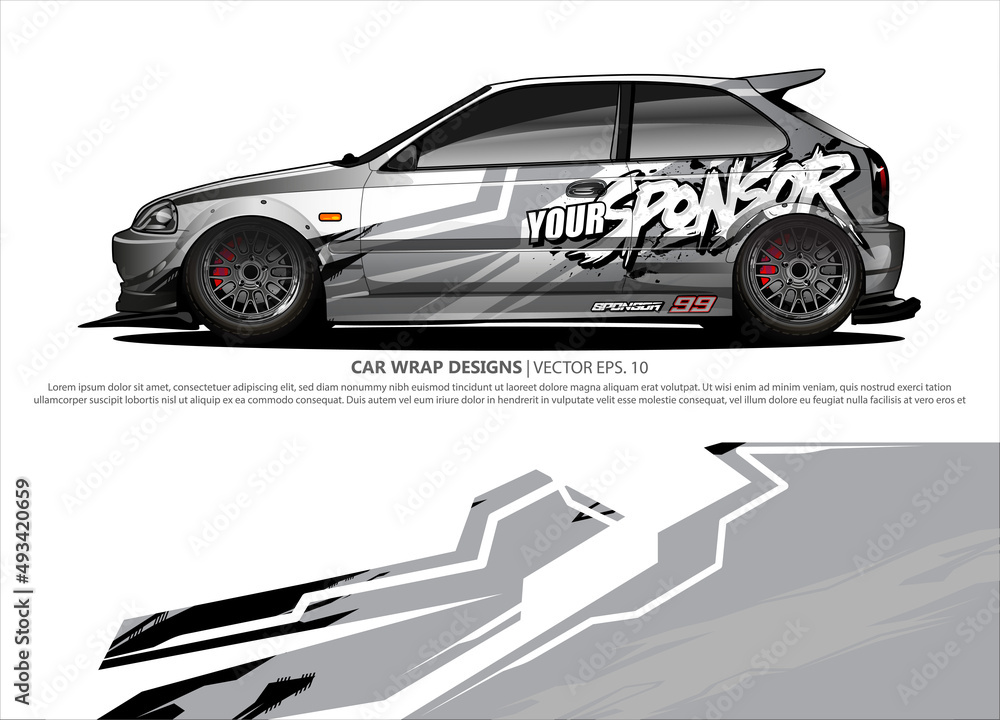 car wrap design. simple lines with abstract background vector concept ...