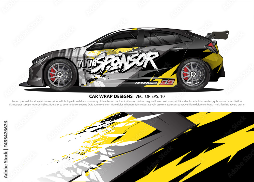 car wrap design. simple lines with abstract background vector concept ...