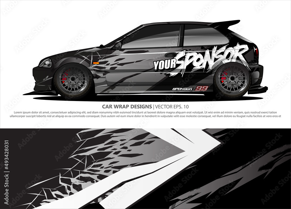 Car wrap decal design vector. abstract Graphic background kit designs ...