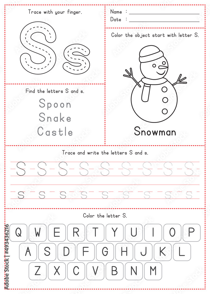 Children Learning Printable - Tracing, Coloring, and Writing Alphabet S ...