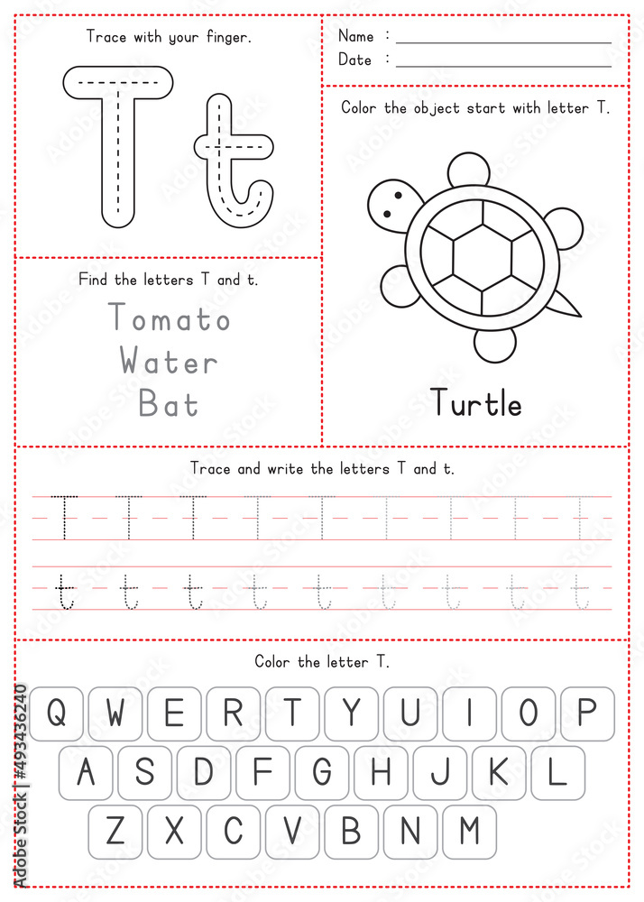 Children Learning Printable - Tracing, Coloring, and Writing Alphabet T ...