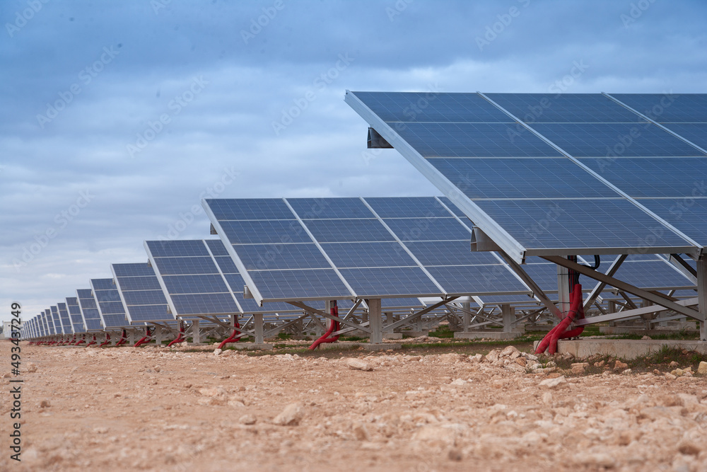 Solar system with several rows of panels for the generation of green ...