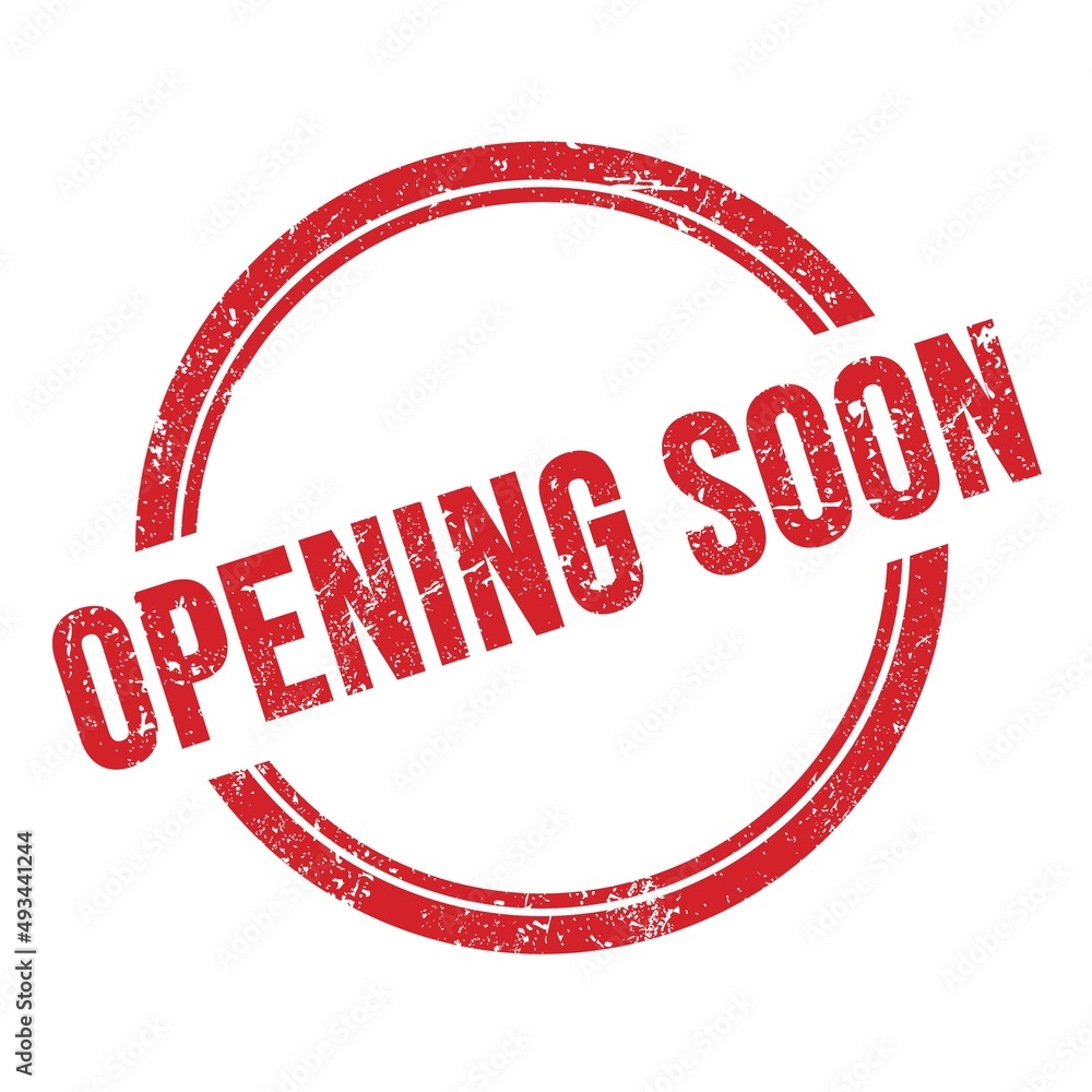 OPENING SOON text written on red grungy round stamp. Stock Illustration ...