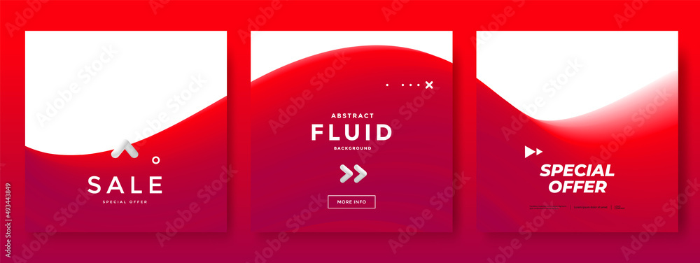 Minimal square banner with red color wave. Suitable for social media ...