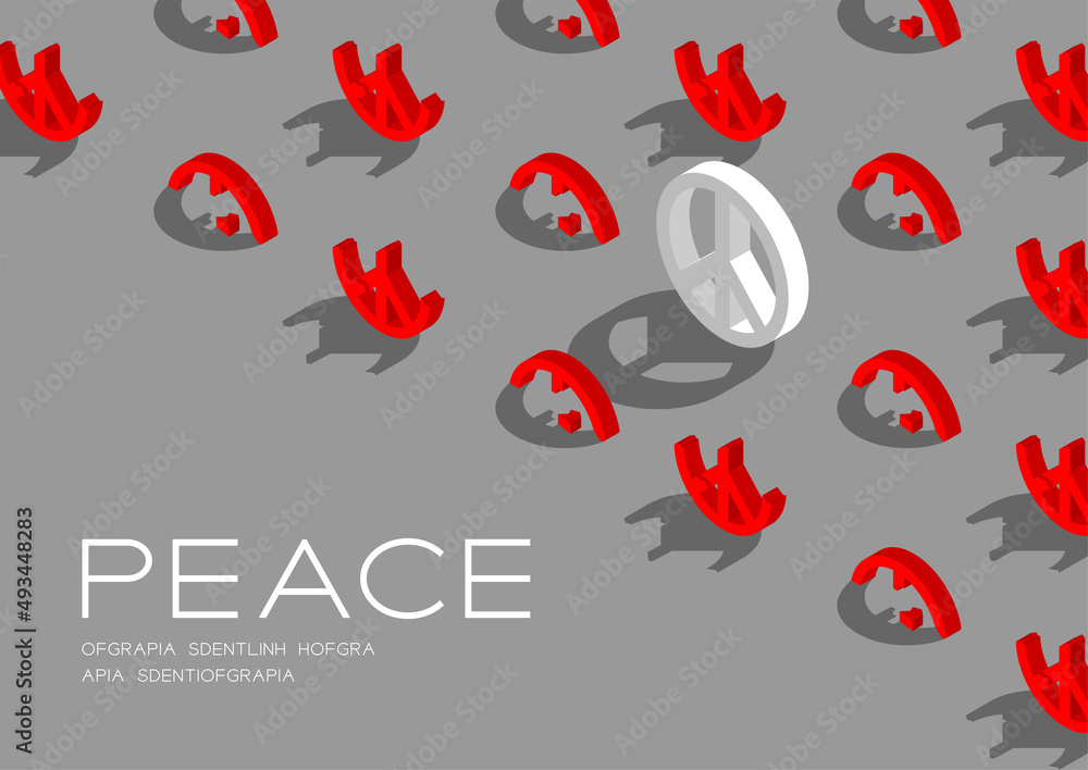 Peace icon 3d isometric pattern, Pray and Stop war concept design ...