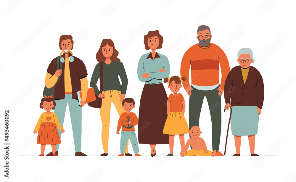 Big Family Generations Composition Stock Vector | Adobe Stock