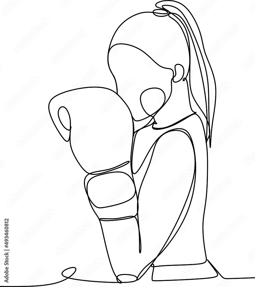 Continuous line art or one line drawing of a healthy boxer vector ...