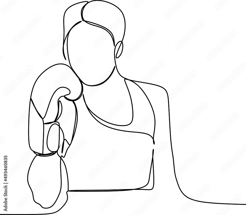 Continuous line art or one line drawing of a healthy boxer vector ...