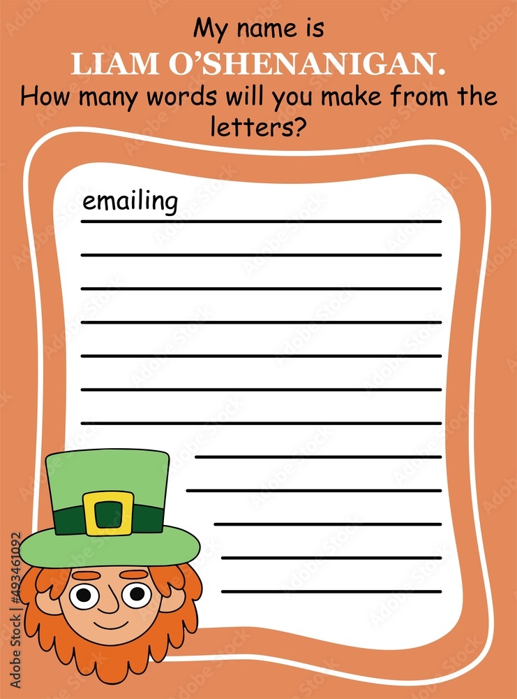 Educational Anagram Word Game With A Cartoon Leprechaun Vector educational-anagram-word-game-with-a-cartoon-leprechaun-vector