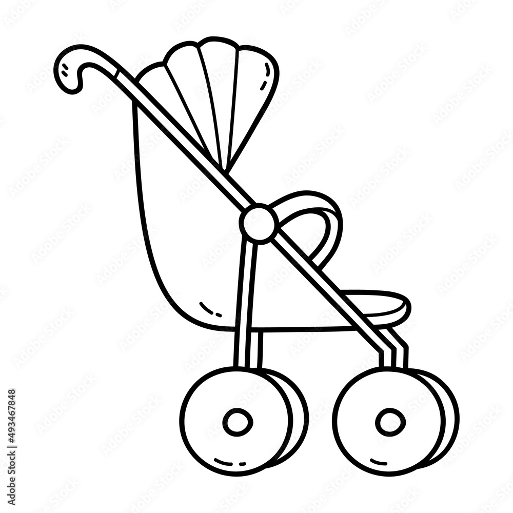 vector Coloring page with doodle stroller Stock Vector | Adobe Stock