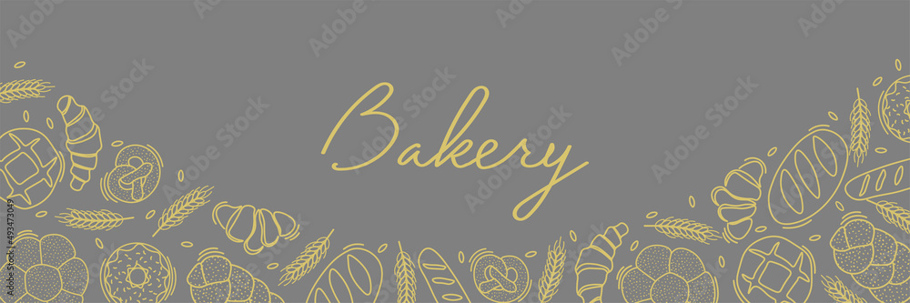 Trendy Vector horizontal background for bakery or cafe.Illustrations of ...