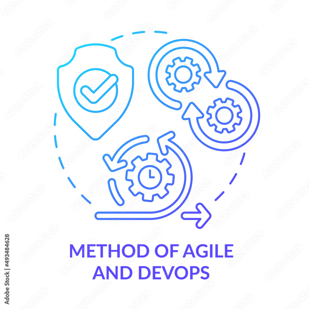 Method of Agile and DevOps blue gradient concept icon. Innovation ...
