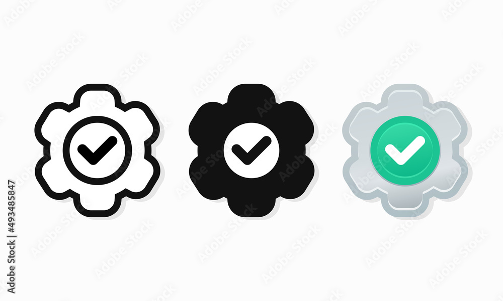 Gear with check mark. Vector illustration Stock Vector | Adobe Stock
